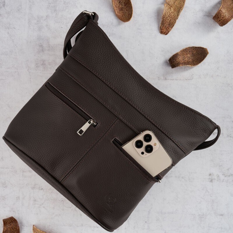 Paolo Peruzzi Dámská kožená kabelka Paul Peruzzi Z-53 hnědá - GLAMI.cz