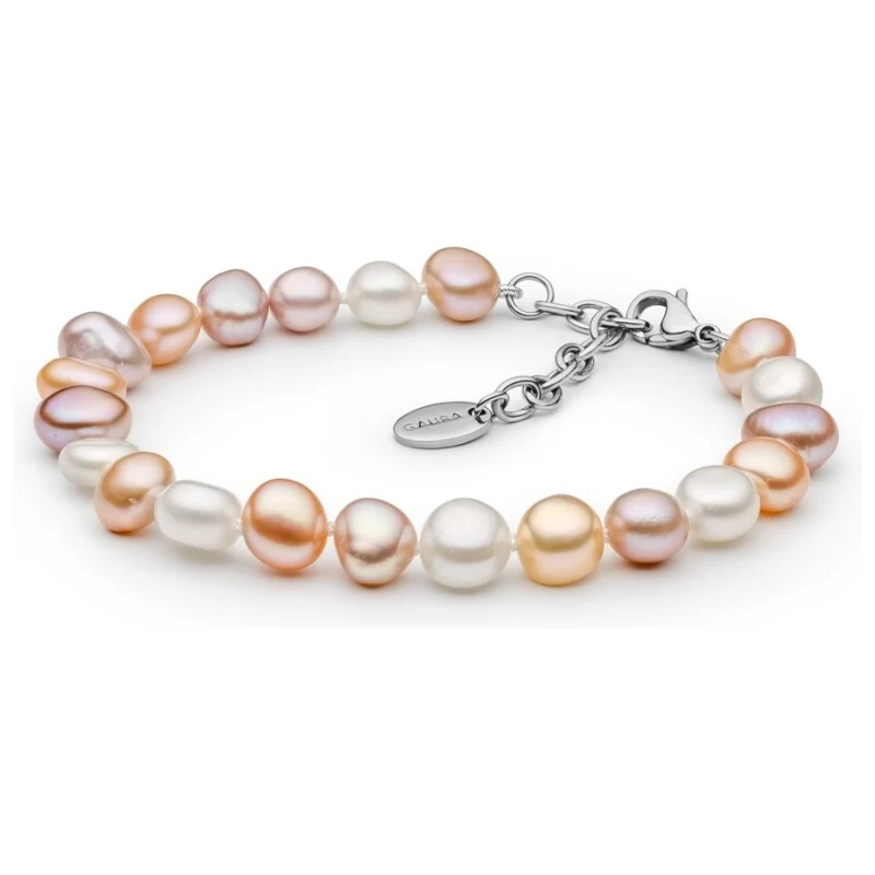 Gaura Pearls Perlový náramek Magda - barevná říční perla, chirurgická ...