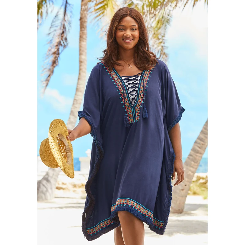 Plavkový kaftan plážové maxi plus size šaty A1990 - GLAMI.cz