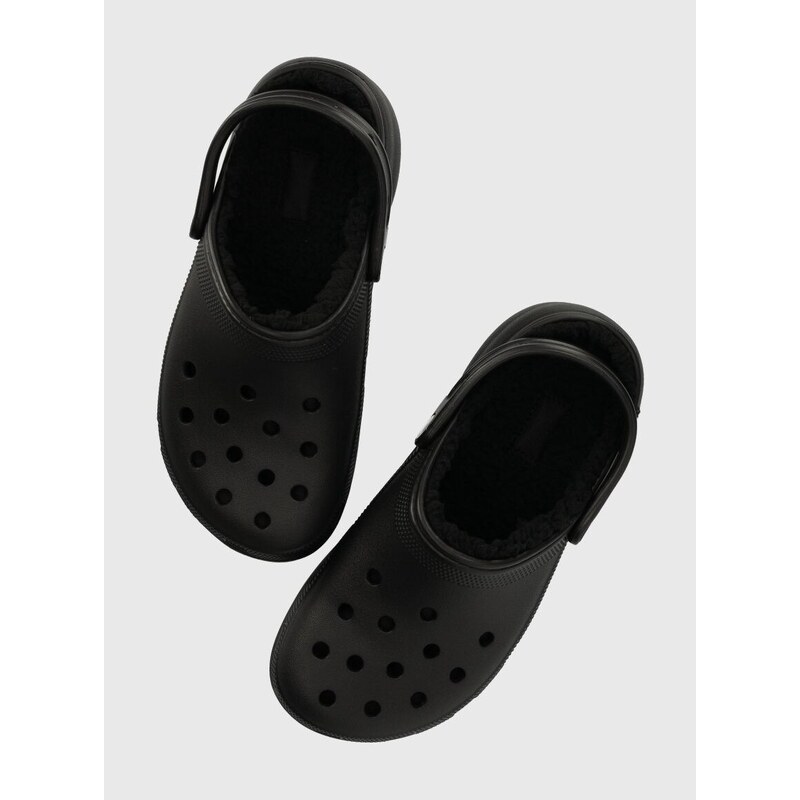 Pantofle Crocs Classic Platform Lined Clog dámské, černá barva, na ...