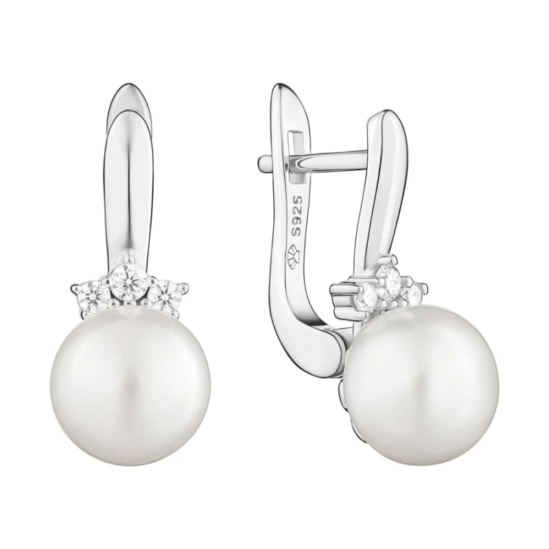 Gaura Pearls Stříbrné náušnice s bílou perlou Beatrix, stříbro 925/1000 ...