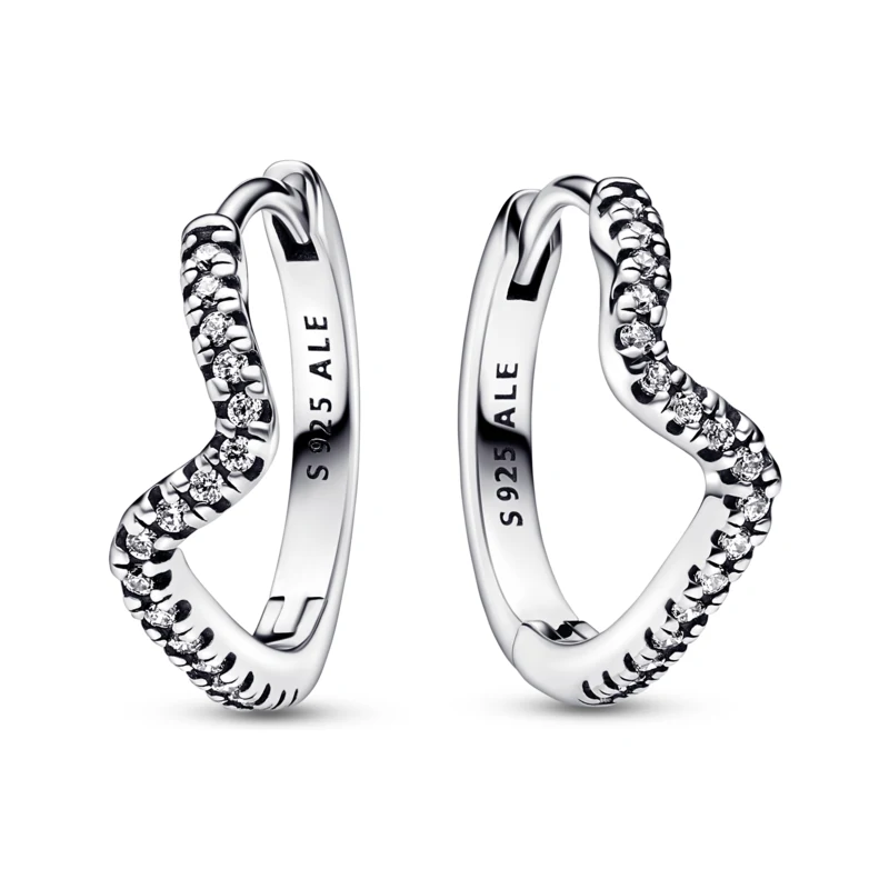 PANDORA třpytivé zvlněné kruhové náušnice - GLAMI.cz