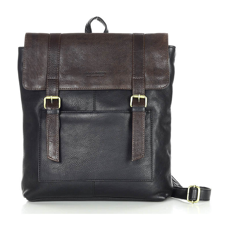 Dámský kožený batoh A4 s kapsou Kabelky od Hraběnky; černá a čokoláda ...