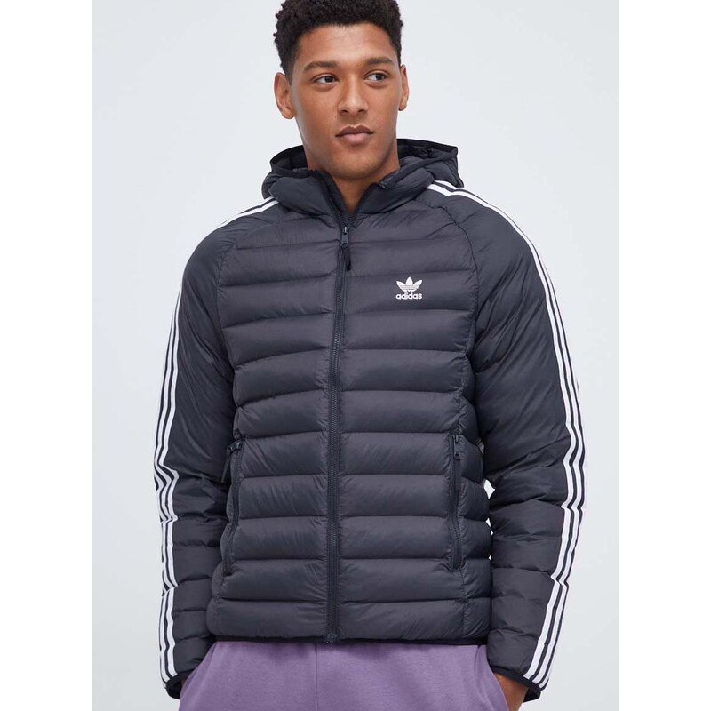 Bunda adidas Originals Padded Hooded Puffer Jacket pánská, černá barva ...