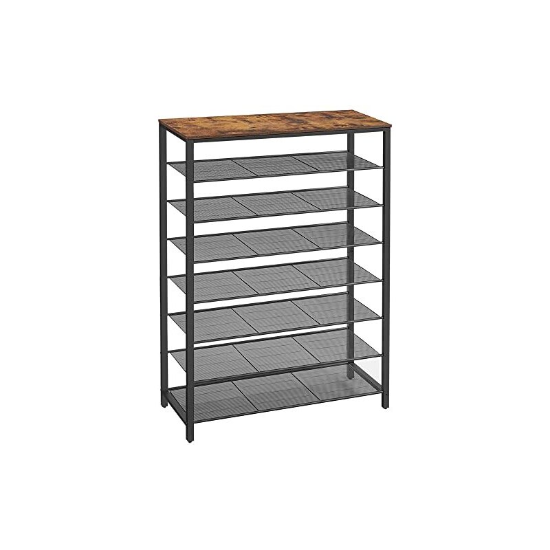 Vasagle Kovový botník Safron, Rustikální Hnědá, Černá - GLAMI.cz