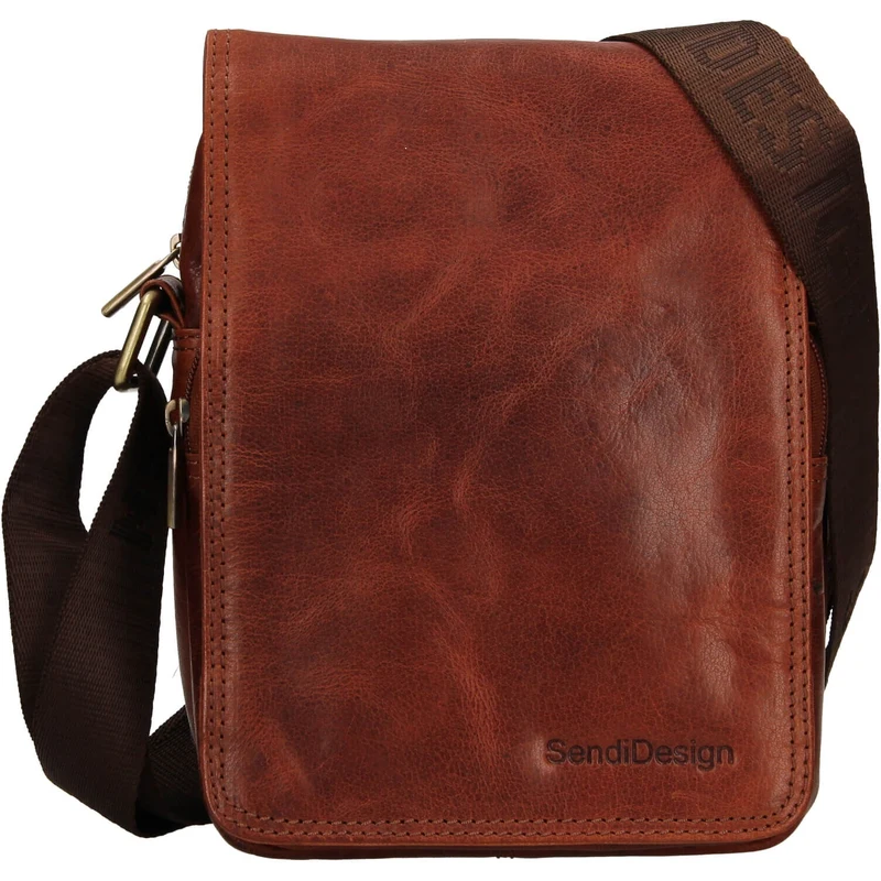 Sendi DESIGN Panská kožená taška přes rameno SendiDesign Tomes - koňak ...