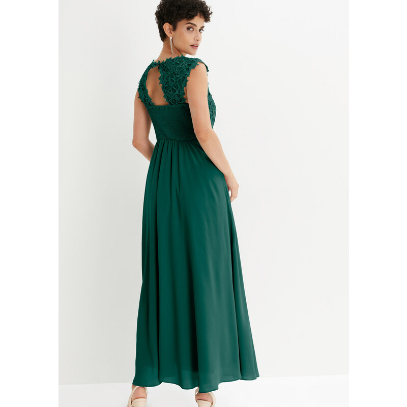 bonprix Dlouhé večerní šaty s krajkou Zelená - GLAMI.cz