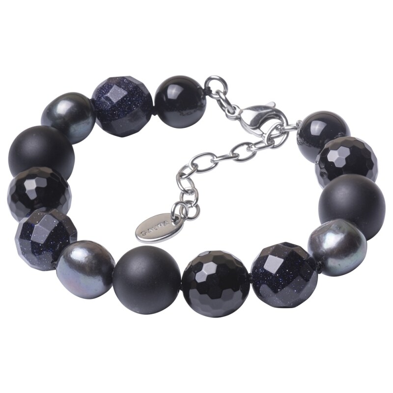 Gaura Pearls Náramek Viola, sladkovodní perla, onyx a avanturin - GLAMI.cz