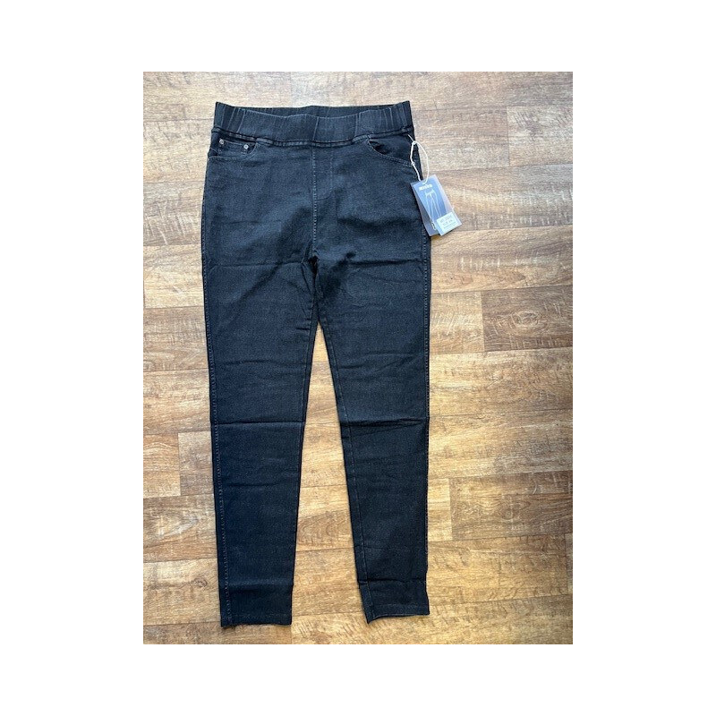 Dámské černé rifle džíny džegíny kalhoty pas do gumy A2085 - GLAMI.cz