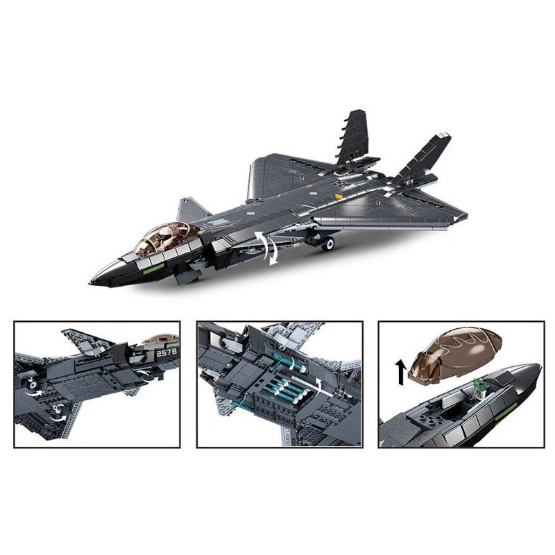 Stavebnice Sluban Model Bricks Neviditelný letoun J-20 s kovovým ...