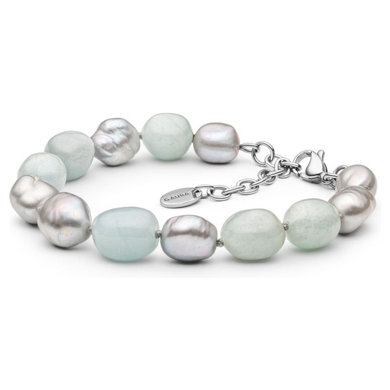 Gaura Pearls Náramek Silvia - sladkovodní perla, akvamarín, chirurgická ...