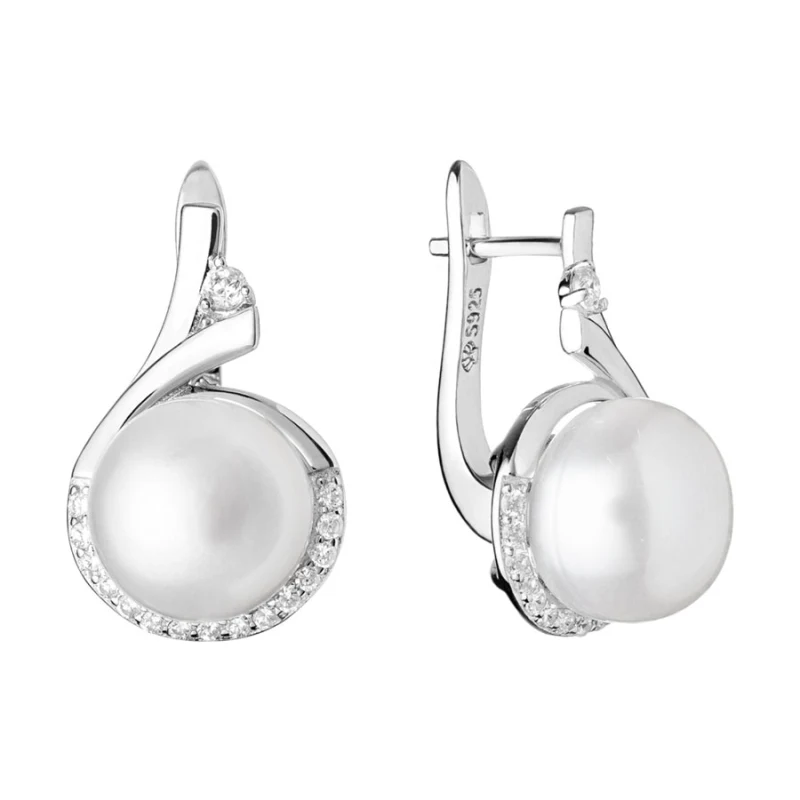 Gaura Pearls Stříbrné náušnice s bílou perlou Alice, stříbro 925/1000 ...