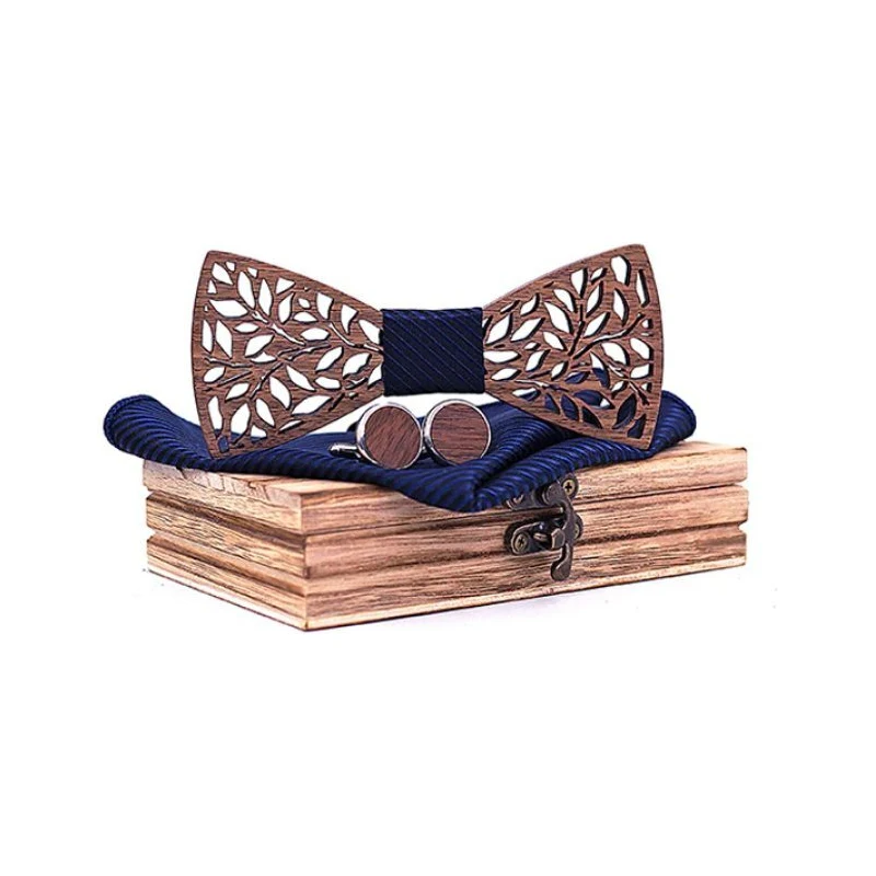 dreveny-motylek.com Set dřevěného motýlku, kapesníčku a manžetových ...