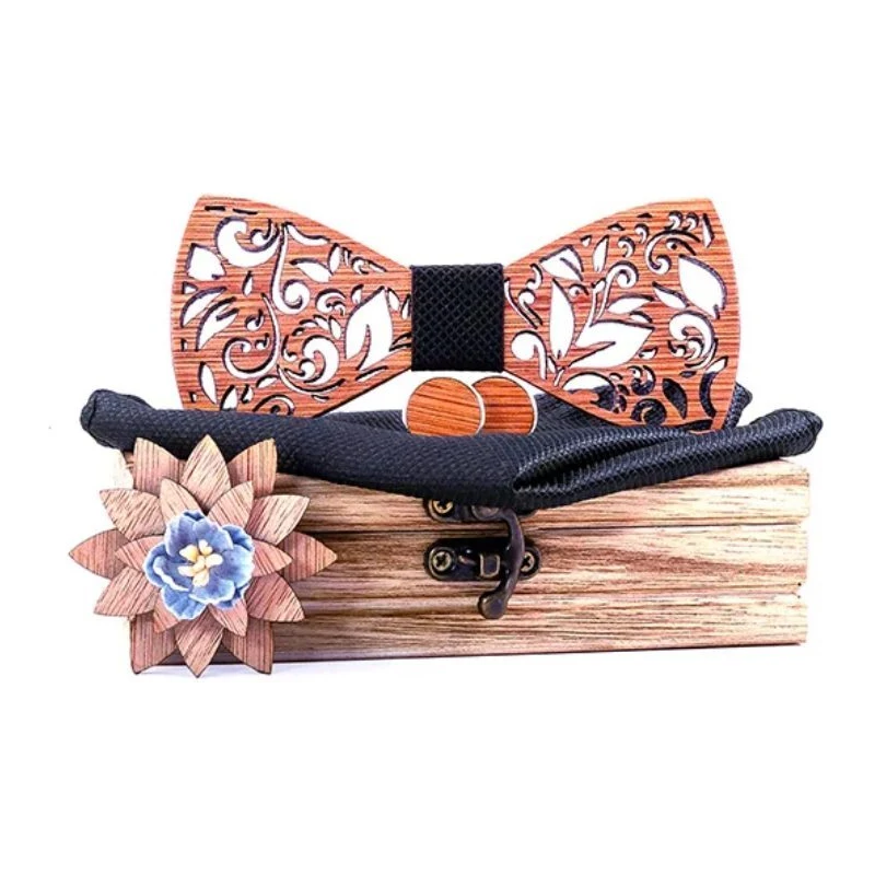 dreveny-motylek.com Set dřevěného motýlku, kapesníčku, manžetových ...