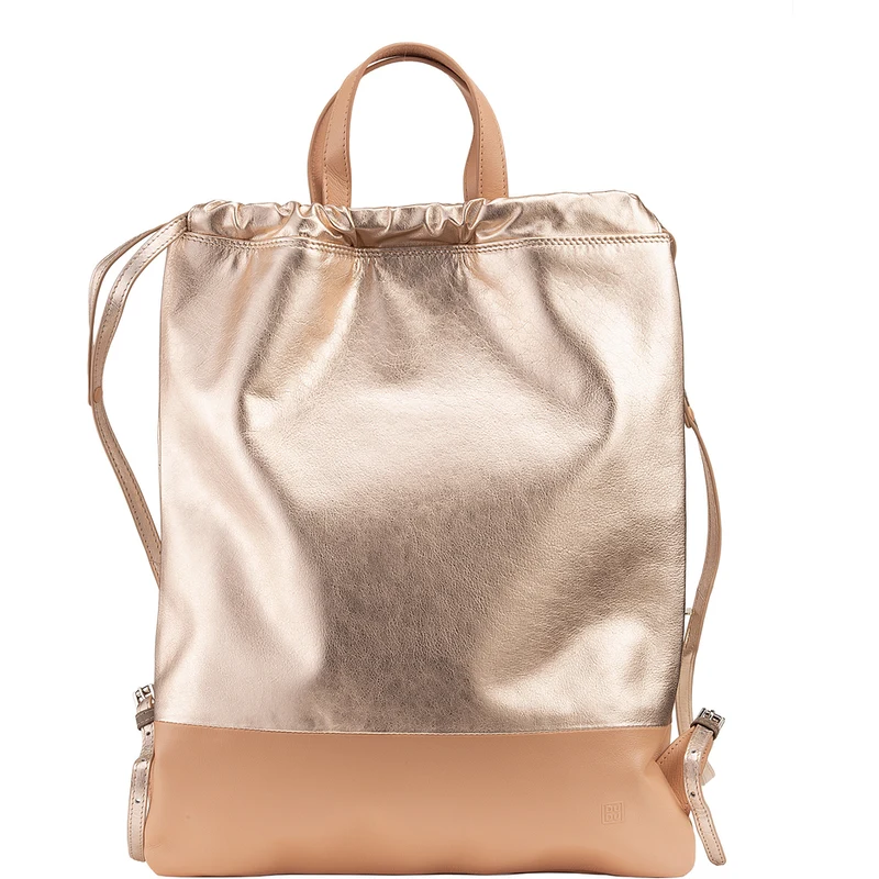 Dámský kožený batoh DuduBags Linosa Cosmo barva béžová/zlatá metal ...