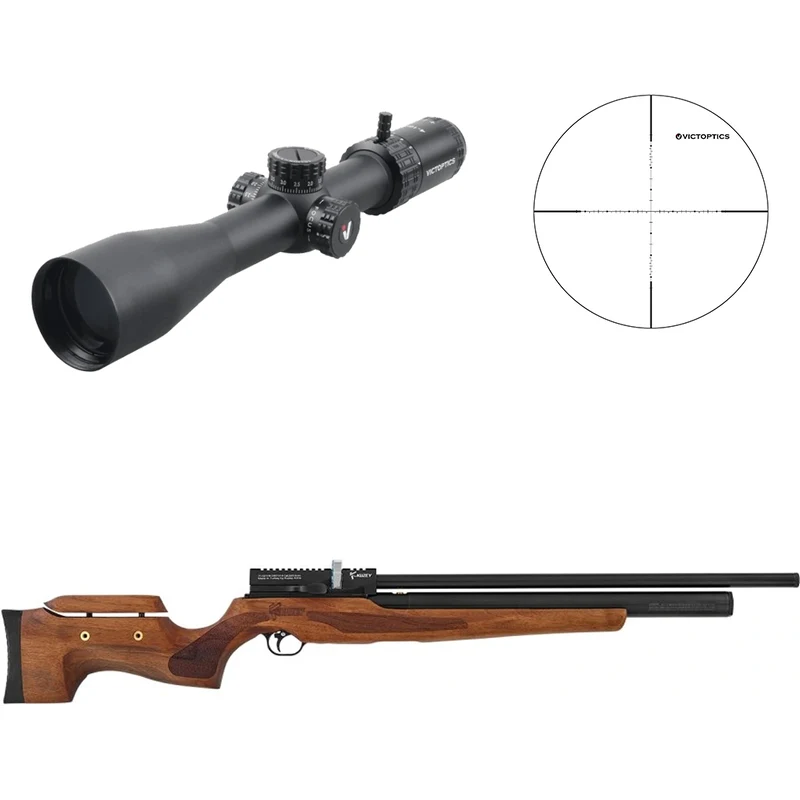 Výhodný set PCP vzduchovka Kuzey Arms K600 4,5mm a puškohled VictOptics S4 4-16x44 SFP hnědý ...