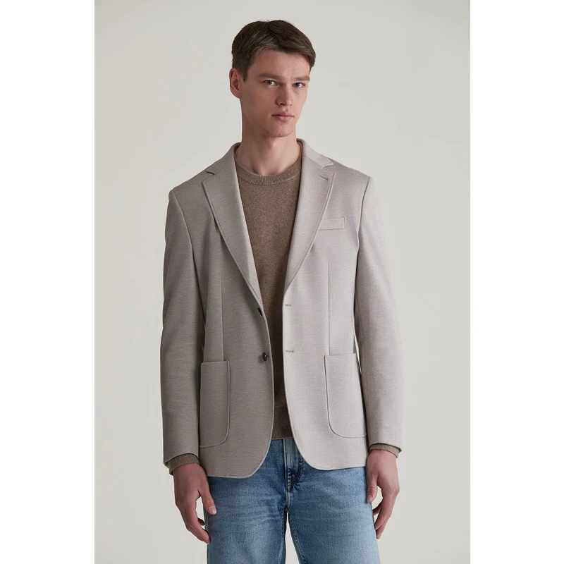 SAKO GANT SLIM TWO-TONED TWILL JERSEY BLAZER CHATEAU GREY - GLAMI.cz