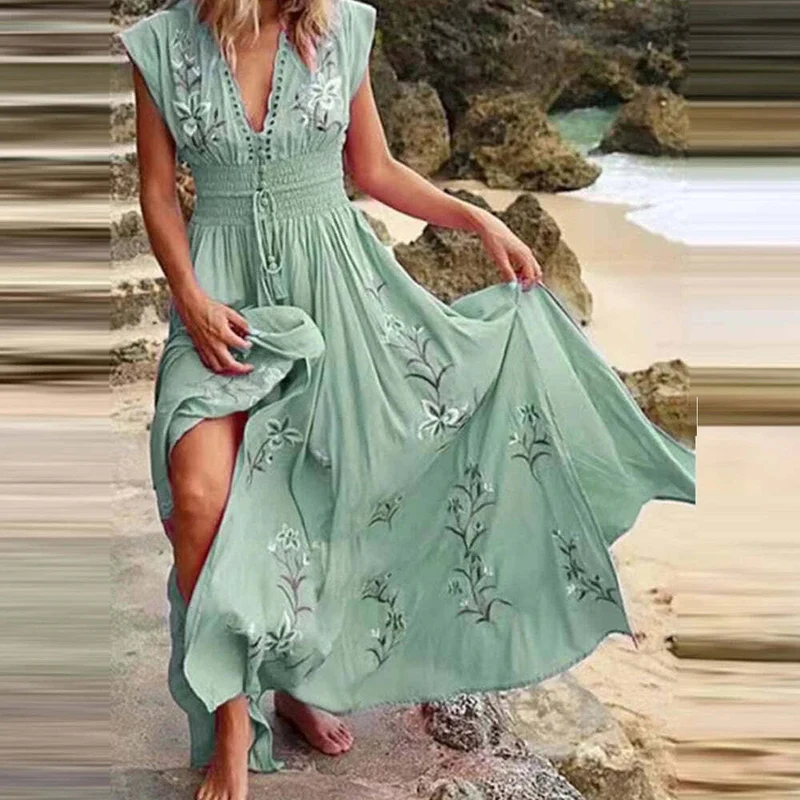 Best Fashion Maxi boho šaty letní s květinami - GLAMI.cz