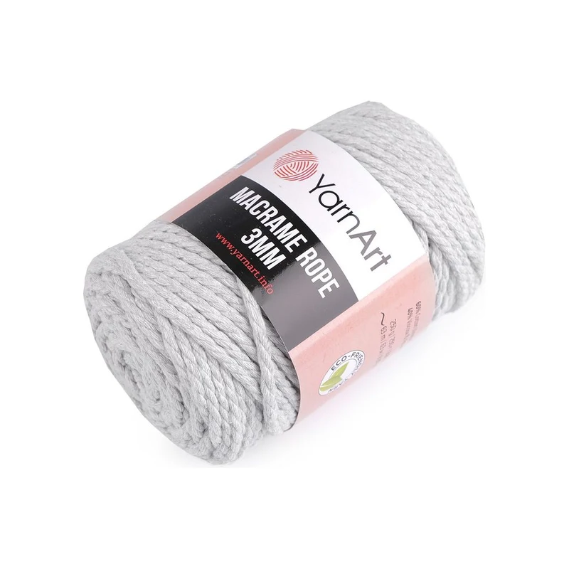 YarnArt Macrame příze Rope 3 mm 250g - 3 (756) šedá nejsvětlejší - GLAMI.cz