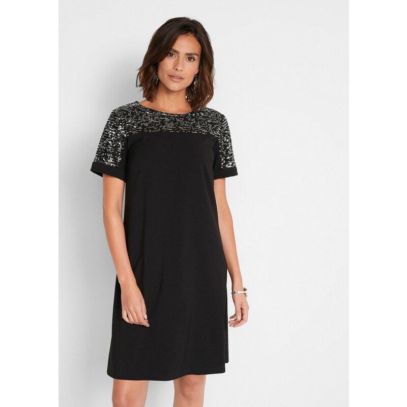 bonprix Šaty s pajetkovou vsadkou Černá - GLAMI.cz