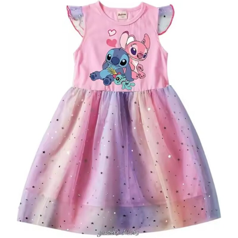 Letní dívčí šaty s motivem "Lilo & Stitch" (potisk Stitch a Angel) - 4 ...