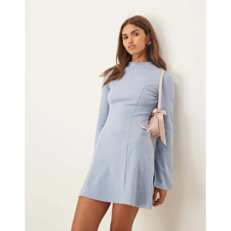 ASOS DESIGN supersoft grown on neck fit and flare mini dress in soft ...