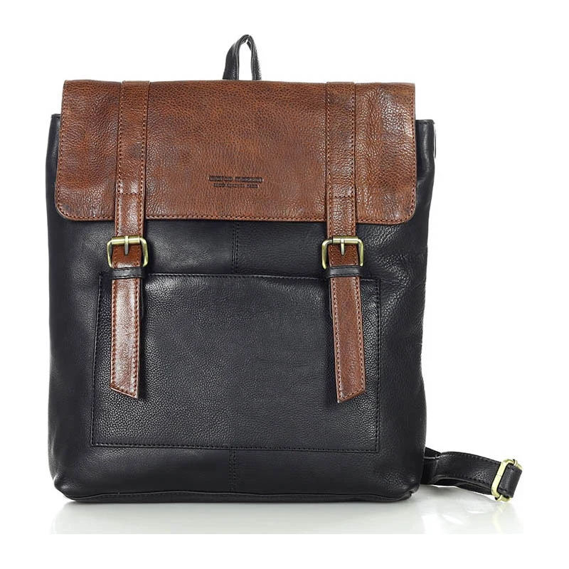 Dámský kožený batoh A4 s kapsou Kabelky od Hraběnky; černá a koňak ...