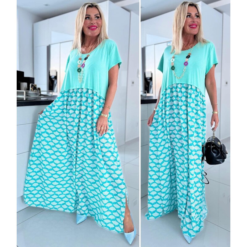 Italy moda Maxi šaty Perfect Dress, mint - GLAMI.cz