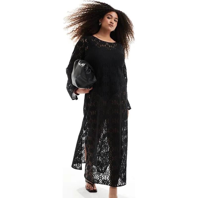 Renee Studio Plus exclusive long sleeve lace maxi dress in black - GLAMI.cz
