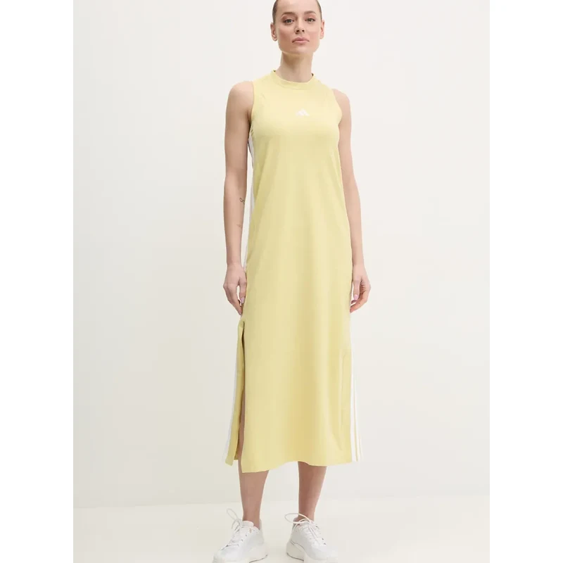 Šaty adidas Essentials žlutá barva, midi, JE1210 - GLAMI.cz