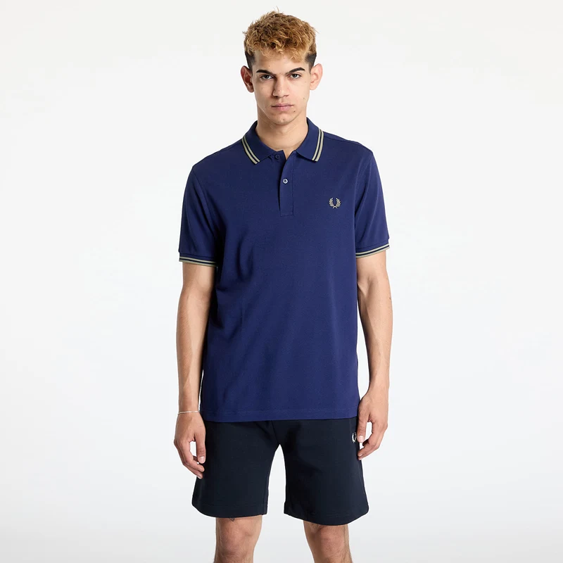 Tričko FRED PERRY Twin Tipped Fred Perry Shirt Blue/ Olive Mint M ...